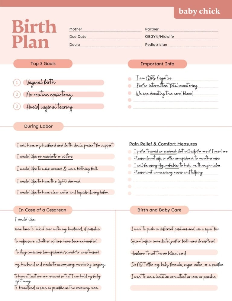 Create Your Perfect Birth Plan (Free Template & Checklist) - Baby Chick