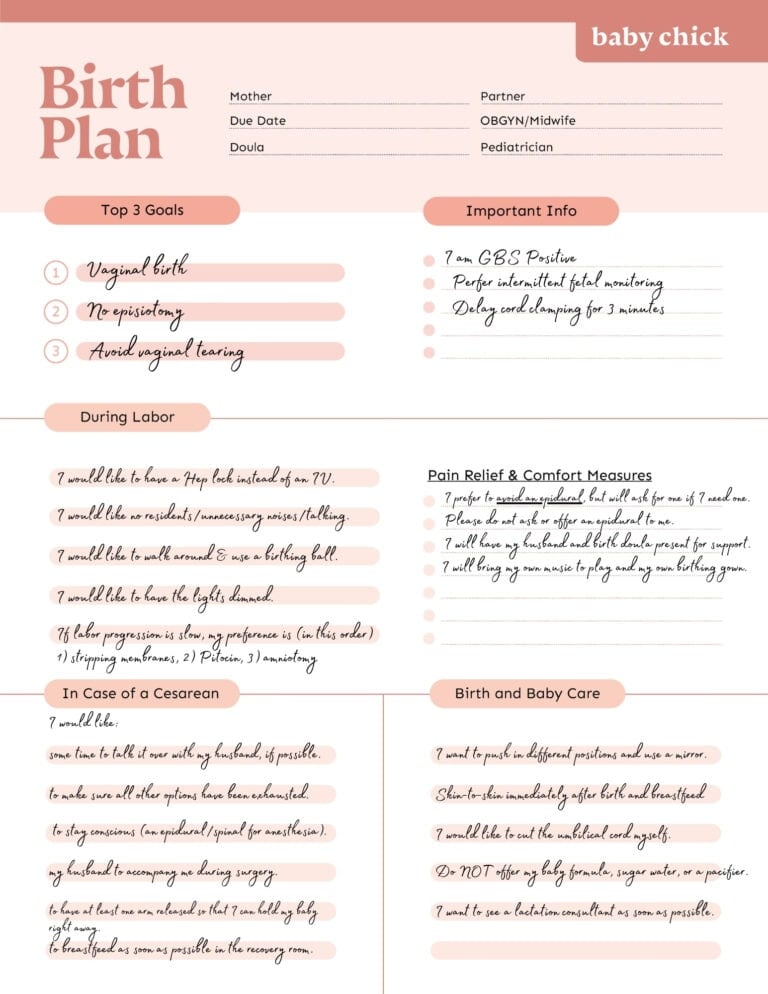 How to Create a Birth Plan Plus Free Template and Checklist - Baby Chick