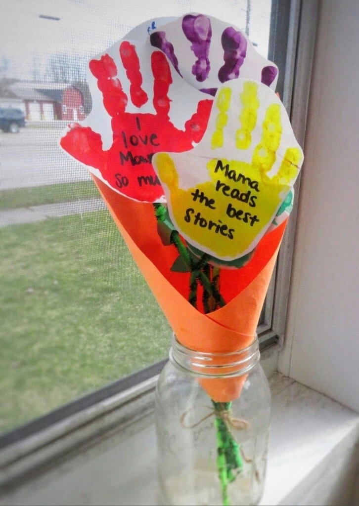 Mother's Day Craft: Handprint Flower Bouquet - Baby Chick